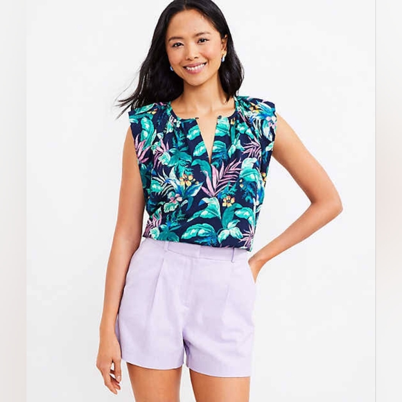 LOFT | Tops | Loft Botanical Flutter Sleeve Shell | Poshmark